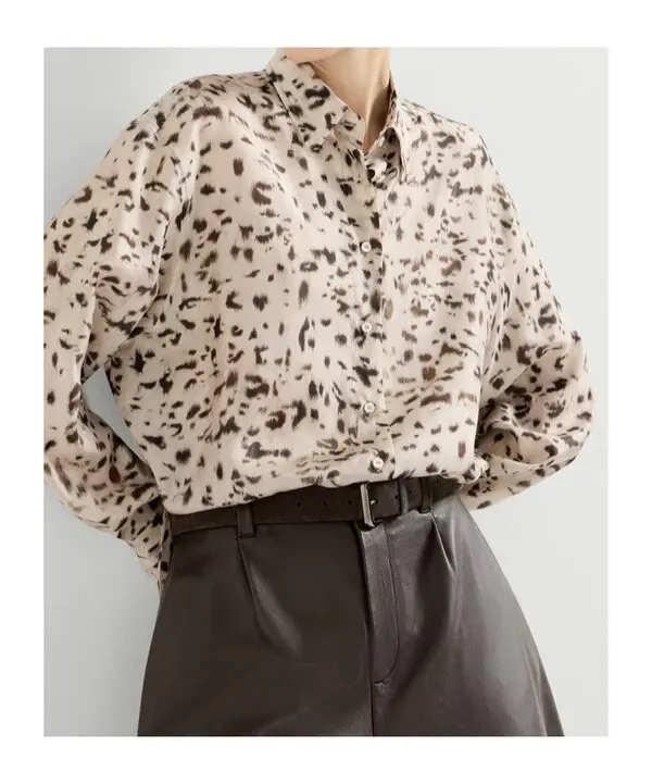 Brunello Cucinelli Lynx-print Monili-embellished Shirt