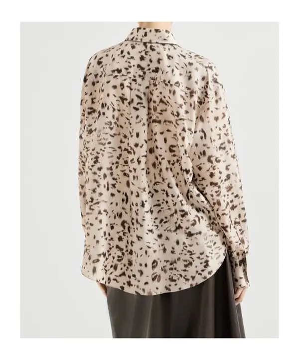 Brunello Cucinelli Lynx-print Monili-embellished Shirt