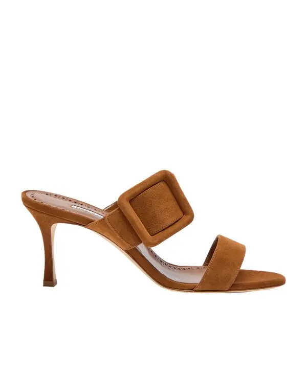 Manolo Blahnik Gable Suede Mules With Buckle Embellishment