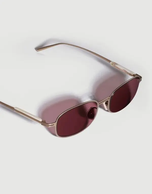 Brunello Cucinelli Oval Titanium Sunglasses