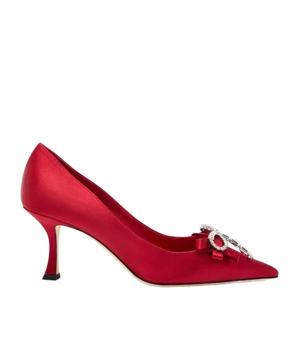JIMMY CHOO Auria 70 Crystal-embellished Satin Pumps