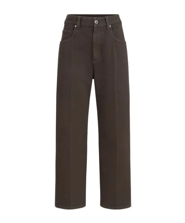 Brunello Cucinelli Dyed Denim Contemporary Square Trousers With Monili
