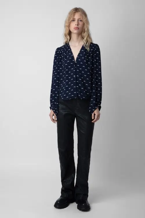 Zadig&Voltaire Printed V-neck Long Sleeve Shirt