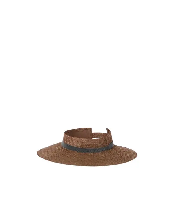Brunello Cucinelli Hemp Visor With Precious Band - Light Brown