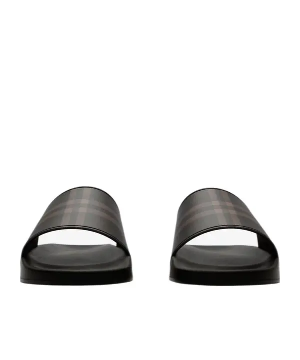 Burberry Check Slides - Dark Brown