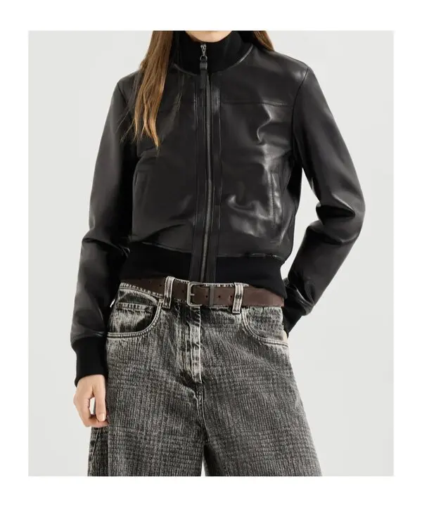 Brunello Cucinelli Nappa-leather Outerwear Jacket With Monili