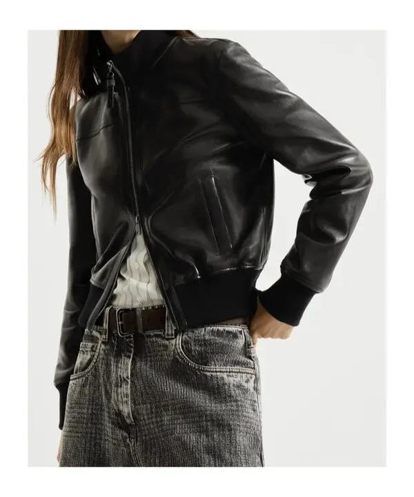 Brunello Cucinelli Nappa-leather Outerwear Jacket With Monili