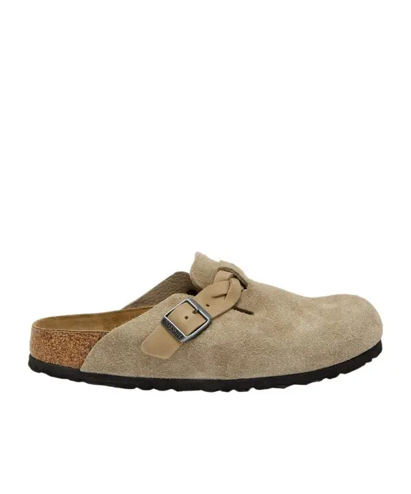 BIRKENSTOCK Boston Braided Brushed Suede Clogs - Brown