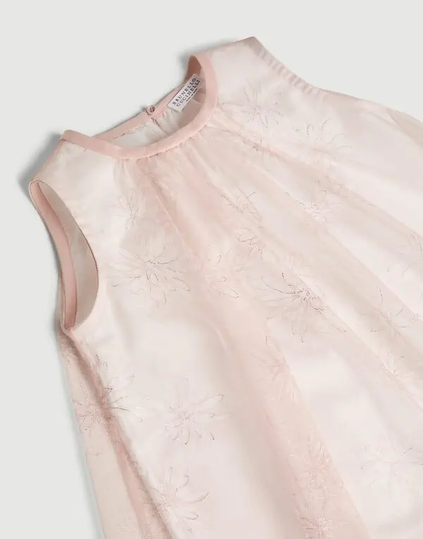 Brunello Cucinelli Sparkling Daisy-print Tulle Top