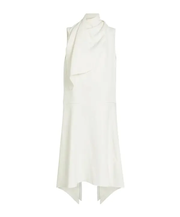 Khaite Loell Draped Crepe De Chine Midi Dress - White
