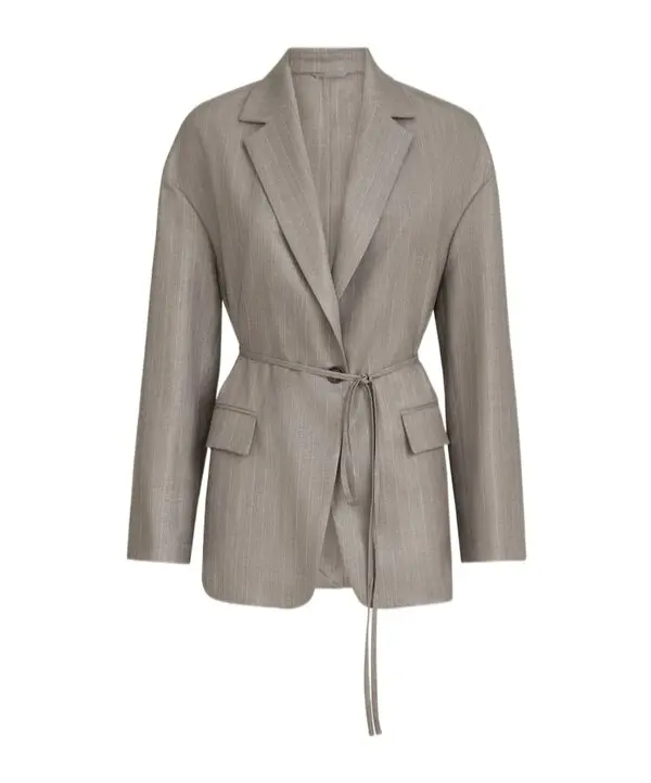 Brunello Cucinelli Sparkling Virgin-wool Pinstripe Blazer With Monili