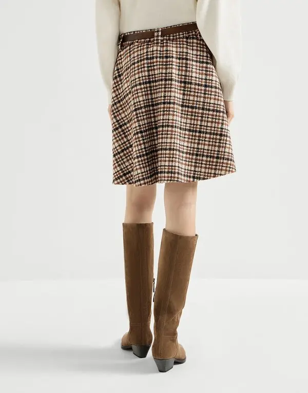 Brunello Cucinelli Checked Wool And Alpaca Mini Circle Skirt