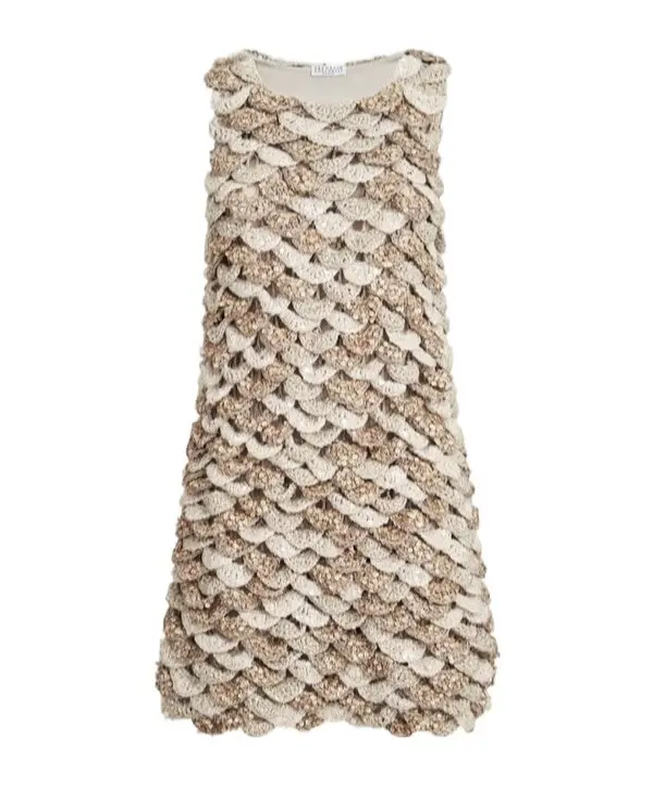 Brunello Cucinelli Handmade Shell Opera Knit Mini Dress