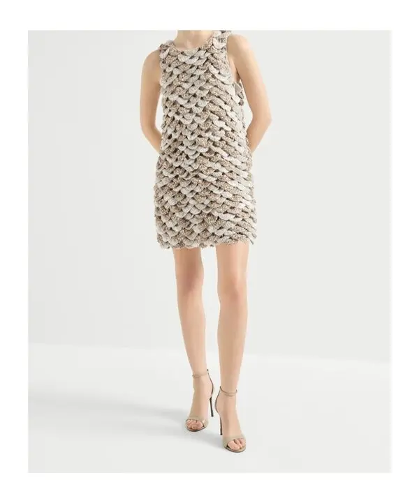 Brunello Cucinelli Handmade Shell Opera Knit Mini Dress