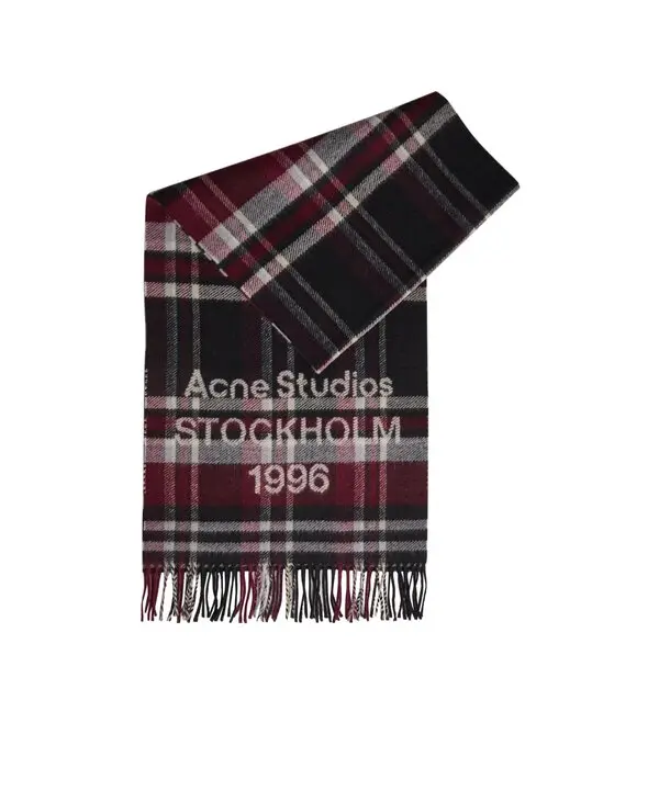 Acne Studios Logo-intarsia Checked Wool-blend Scarf
