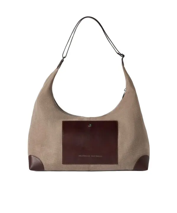 Brunello Cucinelli Water-resistant Canvas And Burnished Calfskin Messenger Bag - Brown