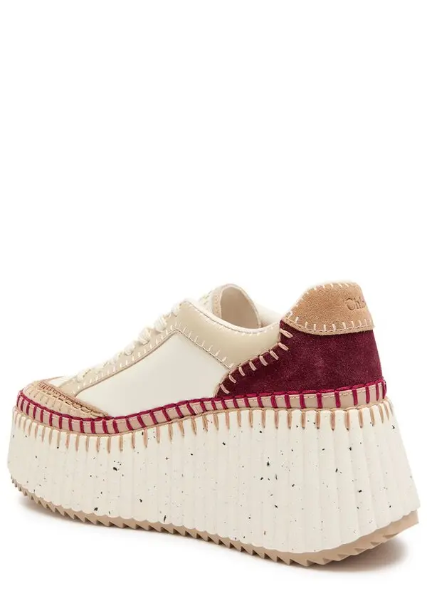 Chloé Nama Panelled Leather Flatform Sneakers