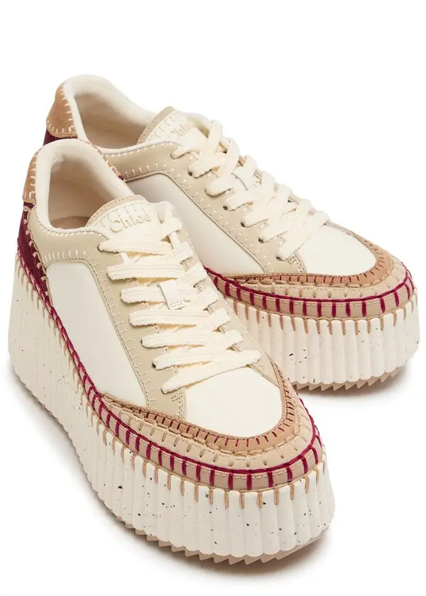 Chloé Nama Panelled Leather Flatform Sneakers