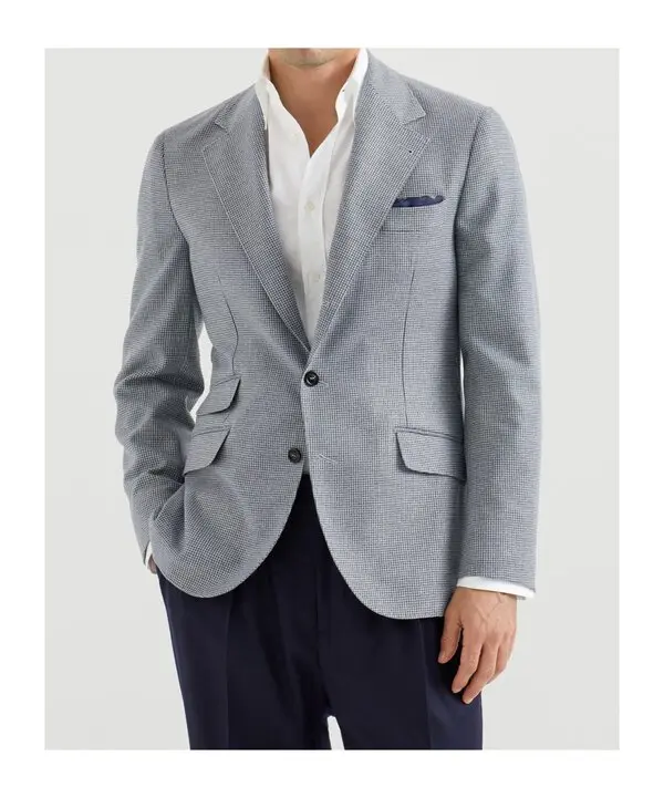 Brunello Cucinelli Cashmere And Silk Houndstooth Flannel Deconstructed Cavallo Blazer