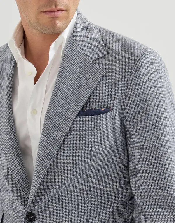 Brunello Cucinelli Cashmere And Silk Houndstooth Flannel Deconstructed Cavallo Blazer
