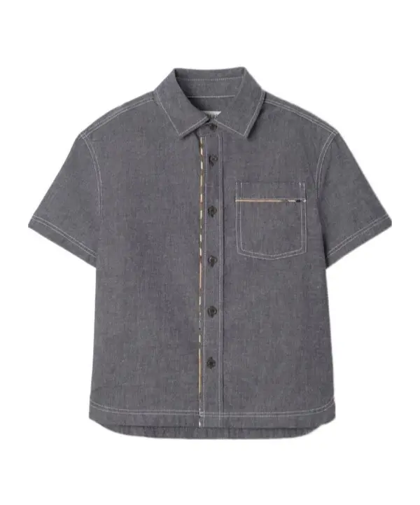 Burberry Cotton Shirt With Check Trim