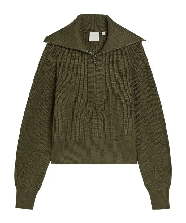 Varley Maura Ribbed Half-zip Knit Sweatshirt