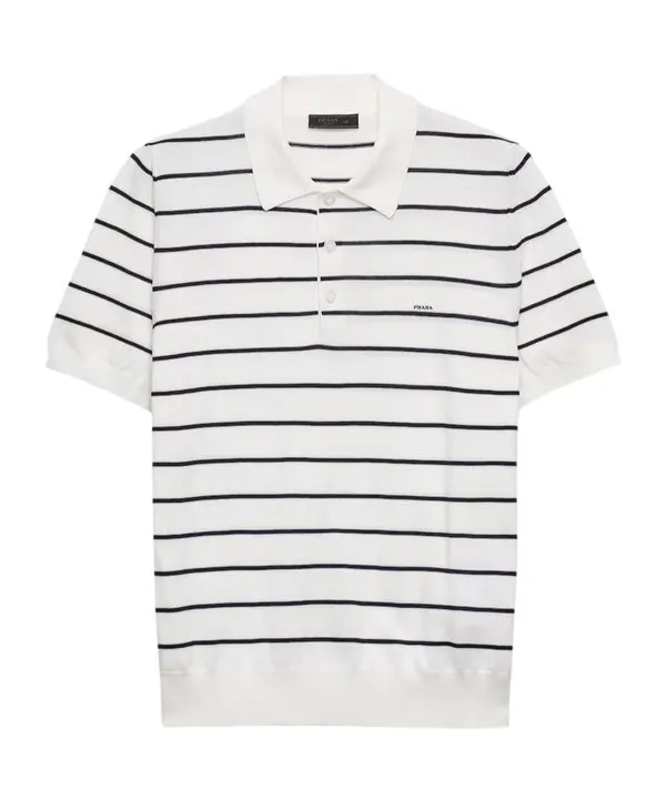 Prada Short-sleeved Striped Cotton Polo Shirt