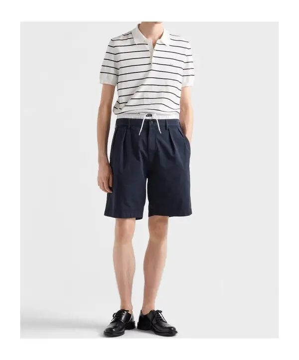 Prada Short-sleeved Striped Cotton Polo Shirt