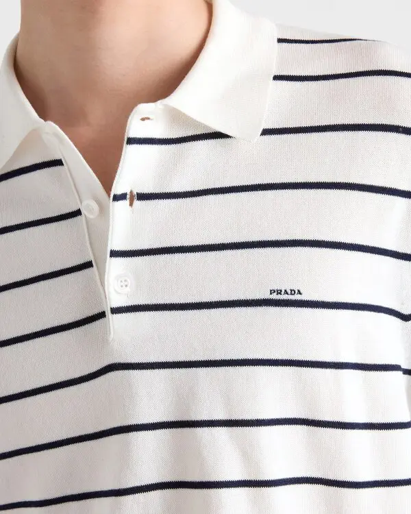 Prada Short-sleeved Striped Cotton Polo Shirt
