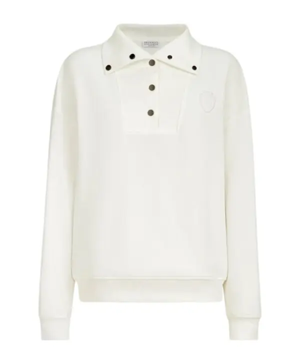 Brunello Cucinelli Cotton Smooth French Terry Sweatshirt - White