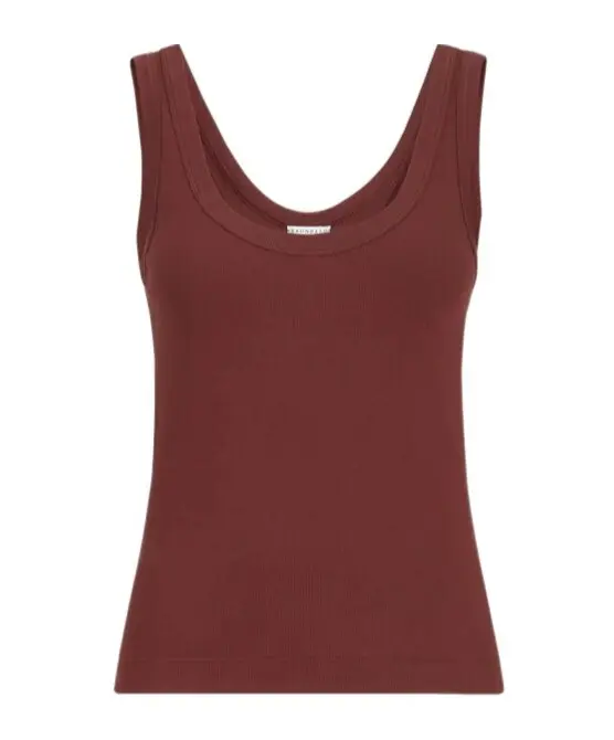 Brunello Cucinelli Ribbed Jersey Tank With Monili Detail