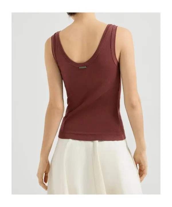 Brunello Cucinelli Ribbed Jersey Tank With Monili Detail