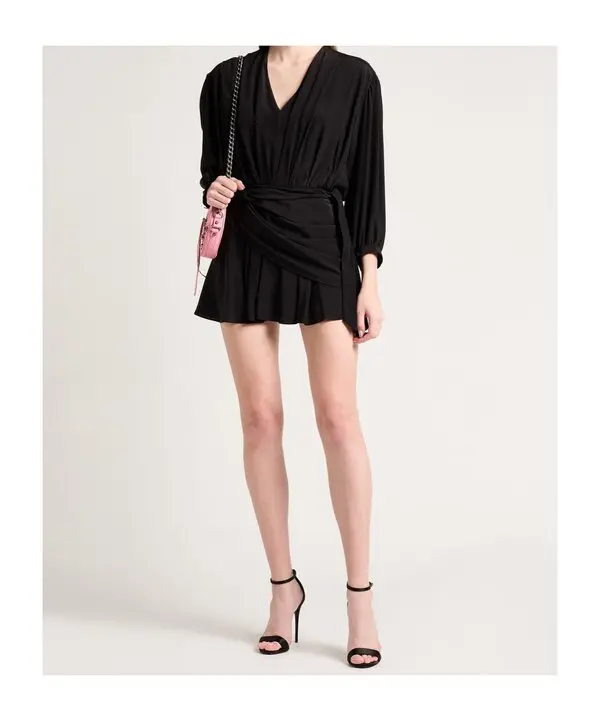 Balenciaga V-neck Long Sleeve Crepe Mini Dress