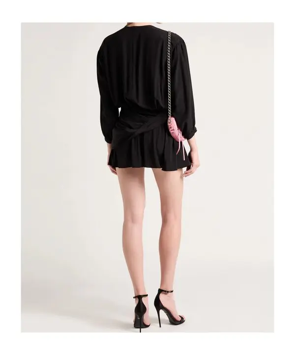 Balenciaga V-neck Long Sleeve Crepe Mini Dress