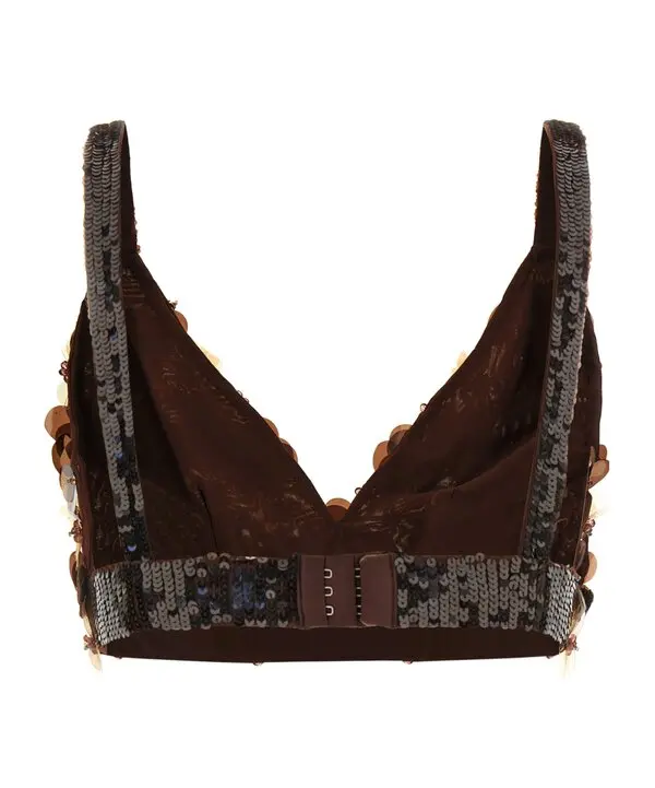 P.a.r.o.s.h Flower Embroidered Bra - Brown
