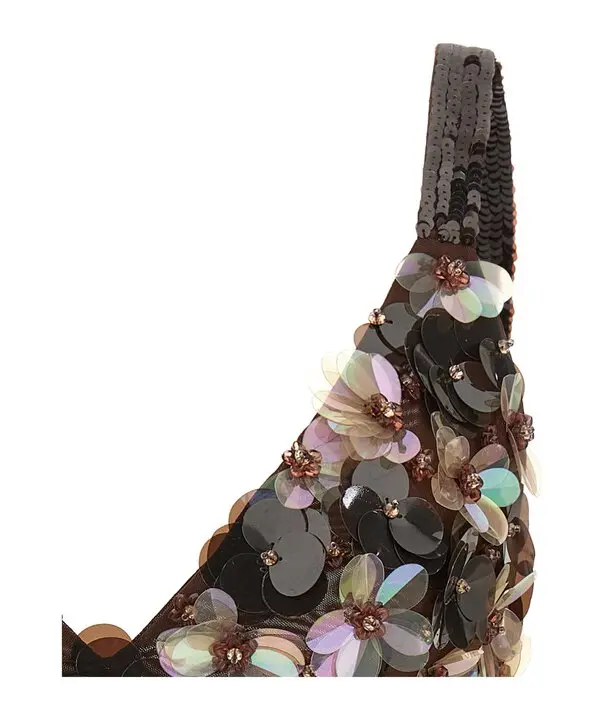 P.a.r.o.s.h Flower Embroidered Bra - Brown
