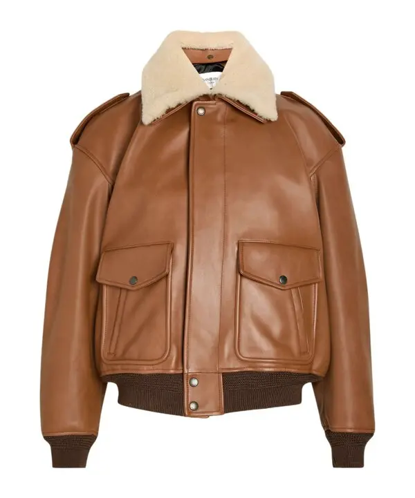 Saint Laurent Detachable-collar Shearling And Leather Jacket