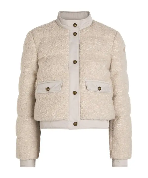 Moncler Blandy Bouclé Padded Jacket - Nude