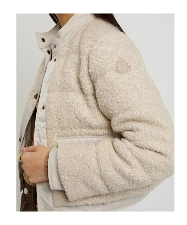 Moncler Blandy Bouclé Padded Jacket - Nude