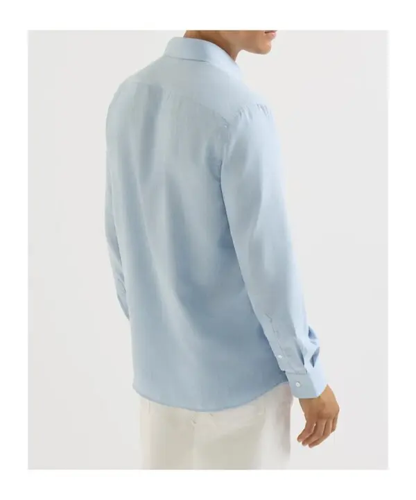Brunello Cucinelli Cotton And Cashmere Denim-effect Diagonal Shirt With Spread Collar