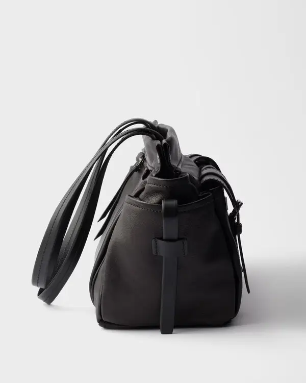 Prada Route Large Leather Tote Bag - Black