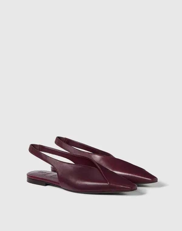 Brunello Cucinelli Calfskin Slingback Flats - Deep Fuchsia