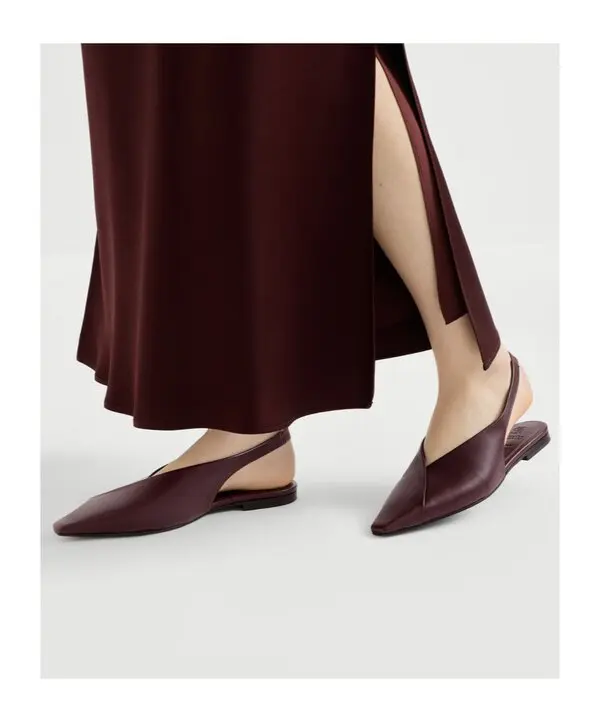 Brunello Cucinelli Calfskin Slingback Flats - Deep Fuchsia