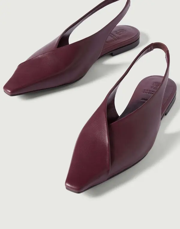 Brunello Cucinelli Calfskin Slingback Flats - Deep Fuchsia