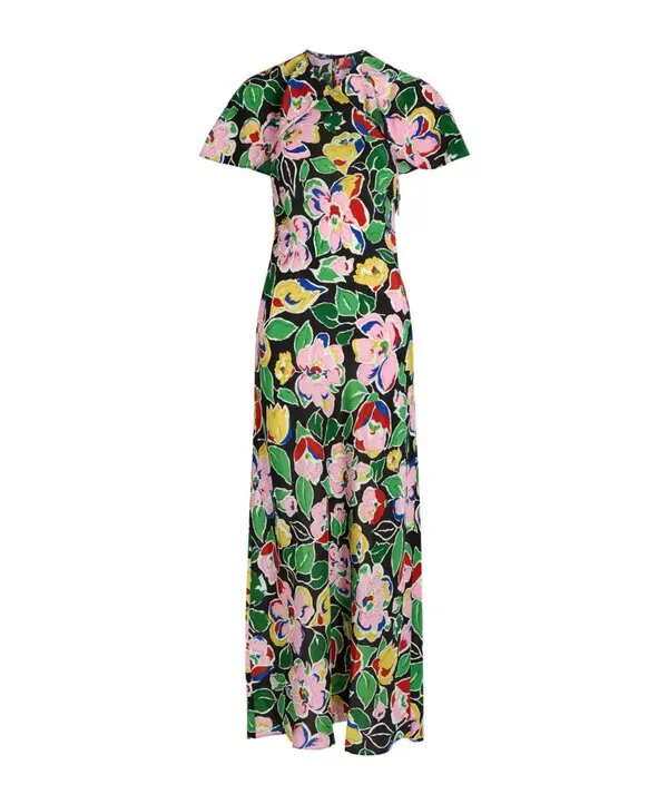 Rixo Aryella Floral Silk Midi Dress