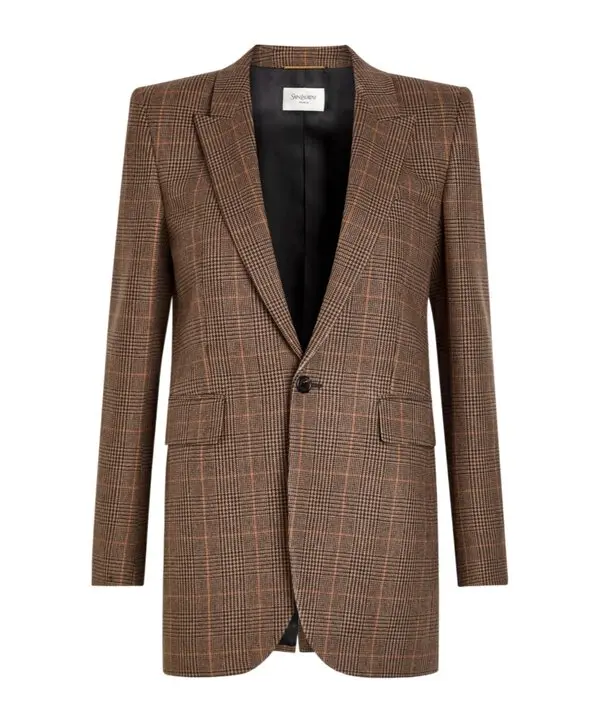 Saint Laurent Houndstooth Wool And Cashmere-blend Blazer