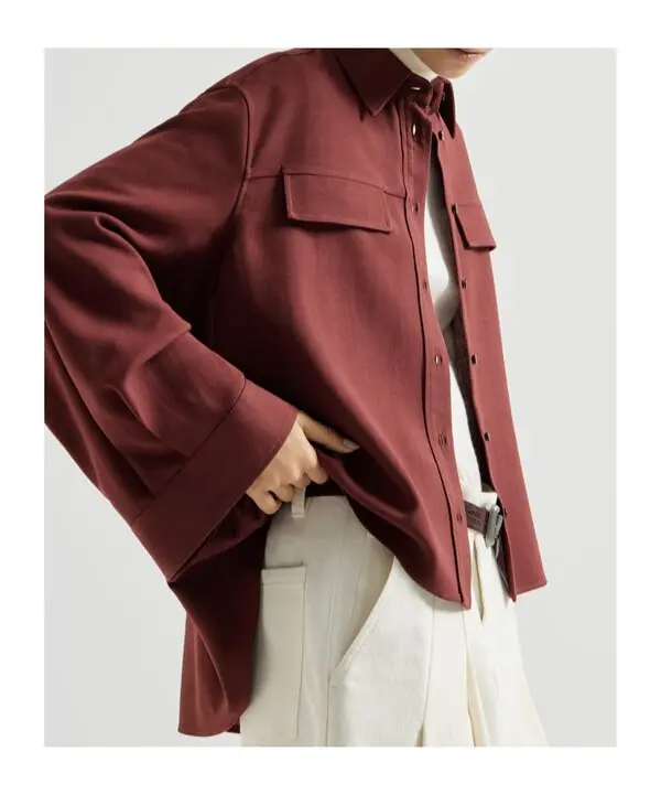 Brunello Cucinelli Virgin-wool Fluid Twill Cropped Shirt