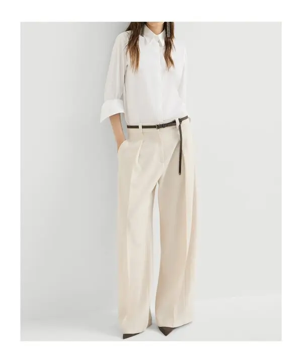 Brunello Cucinelli Wool Pleated Straight-leg Trousers