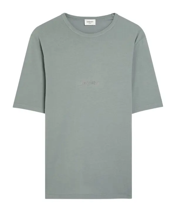 Saint Laurent Logo-embroidered Cotton T-shirt