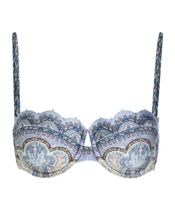 Zimmermann Wanderlust Patterned Bikini Top - Gray